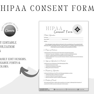 Editable HIPAA Consent Form Template, Patient Medical Form (digital ...