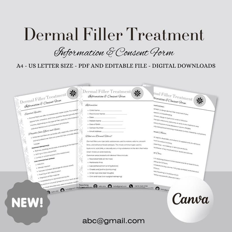 Dermal Filler Consent Form Template, Editable Medspa Injector Waiver ...