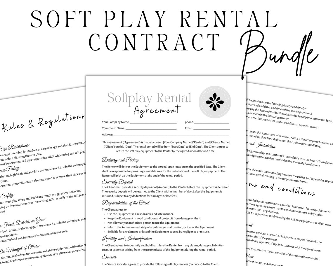 Editable Soft Play Rental Contract Agreement Template, Soft Play ...