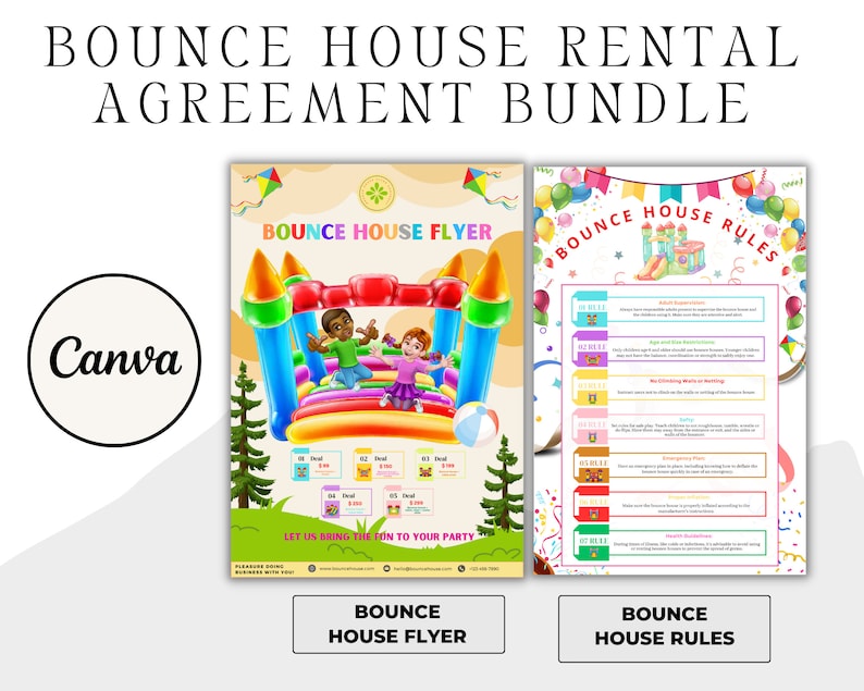 Editable Bounce House Rental Agreement, Bounce House Waiver of ...