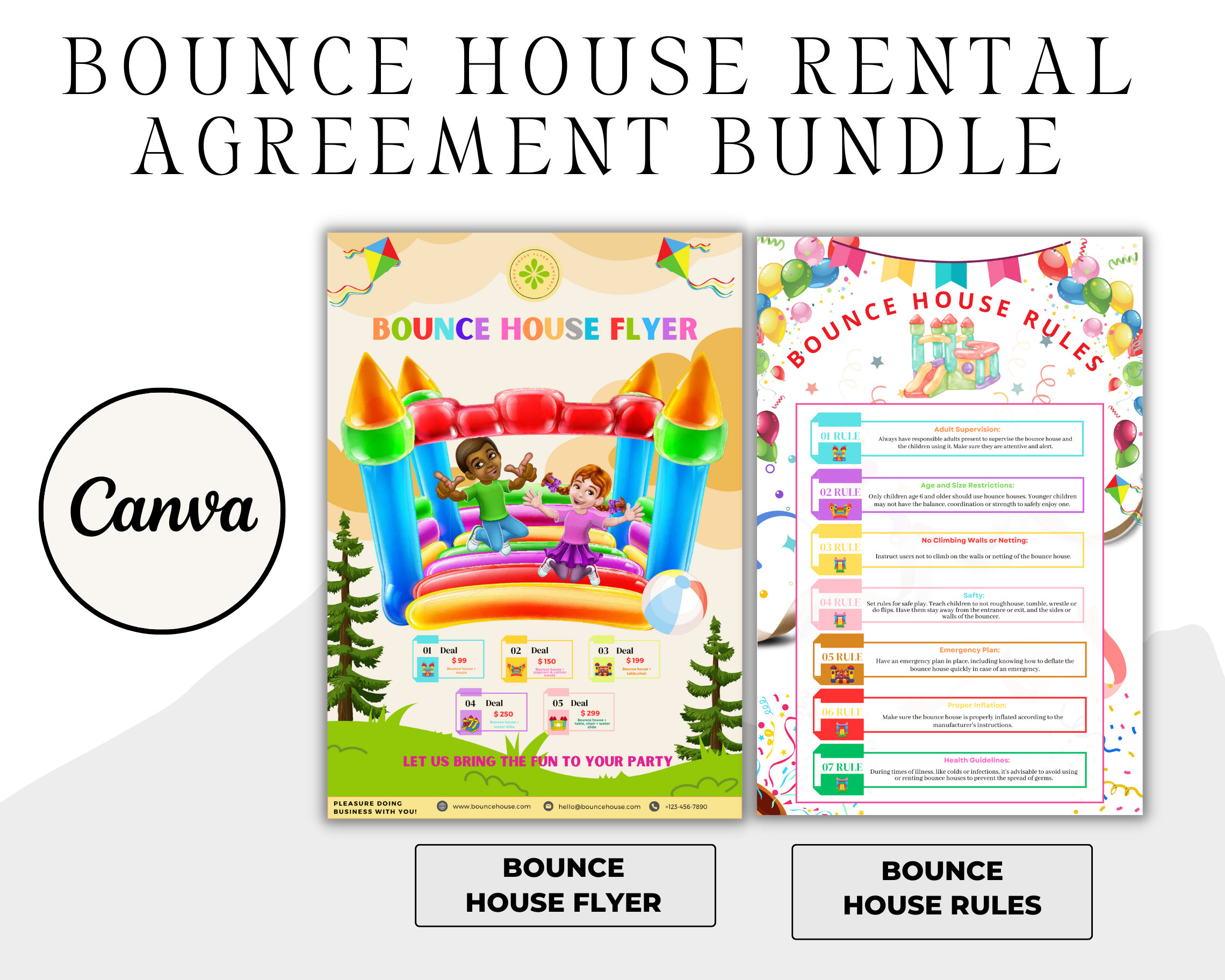 Editable Bounce House Rental Agreement, Bounce House Waiver of ...
