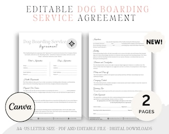Dog Boarding Contract Template, Editable Dog Boarding Forms, Dog ...