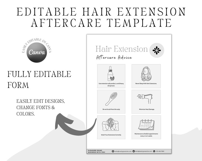 Hair Extension Aftercare Advice Card, Hair Extensions Contract, Hair ...