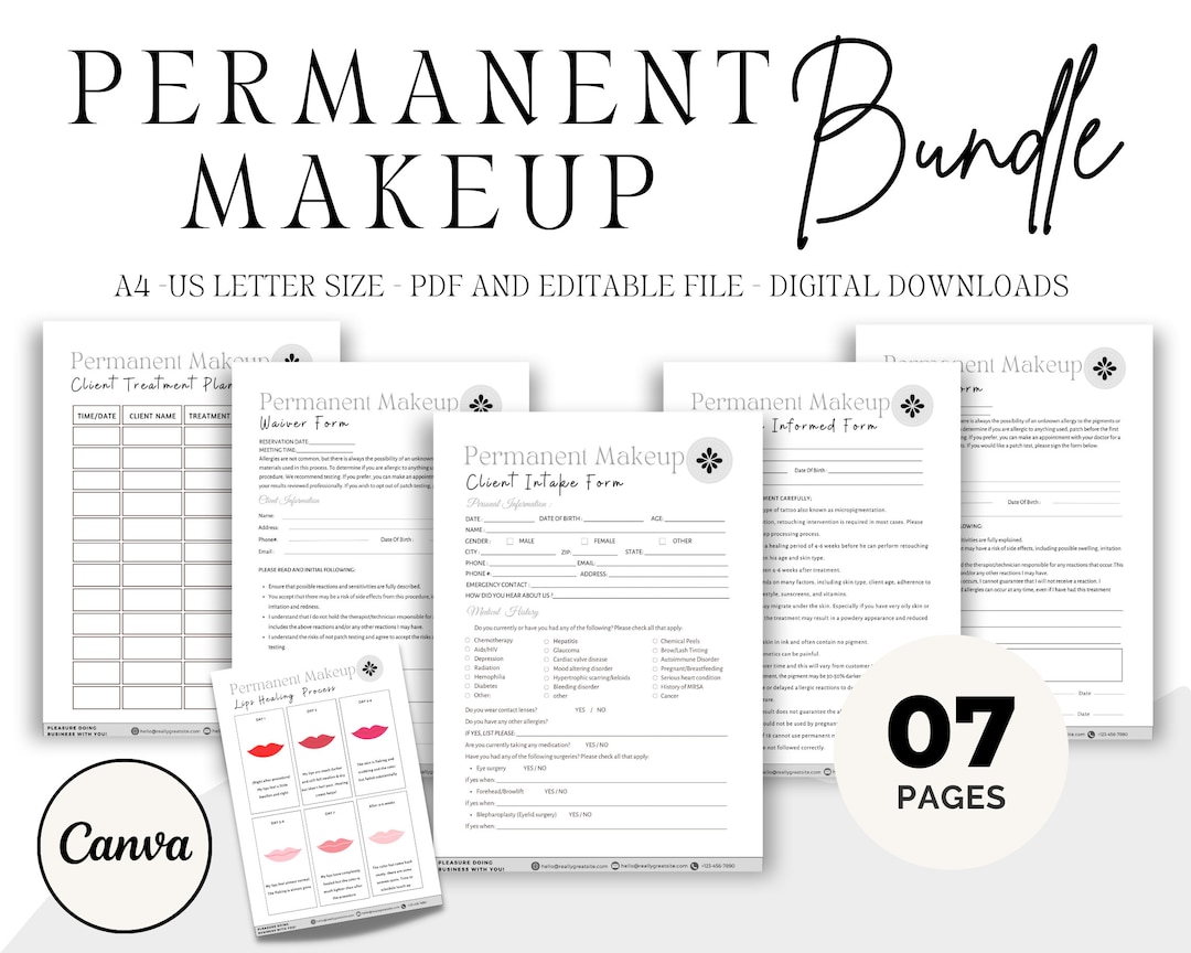 Permanent Makeup Forms, Pmu Consent Forms, Lip Blush Forms ...