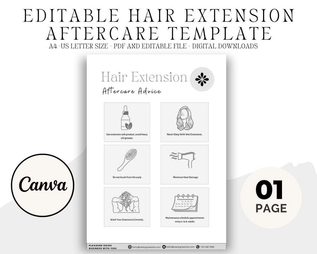 Hair Extension Aftercare Advice Card, Hair Extensions Contract, Hair ...