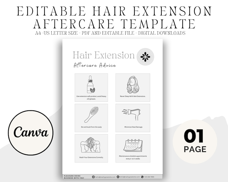 Hair Extension Aftercare Advice Card, Hair Extensions Contract, Hair ...