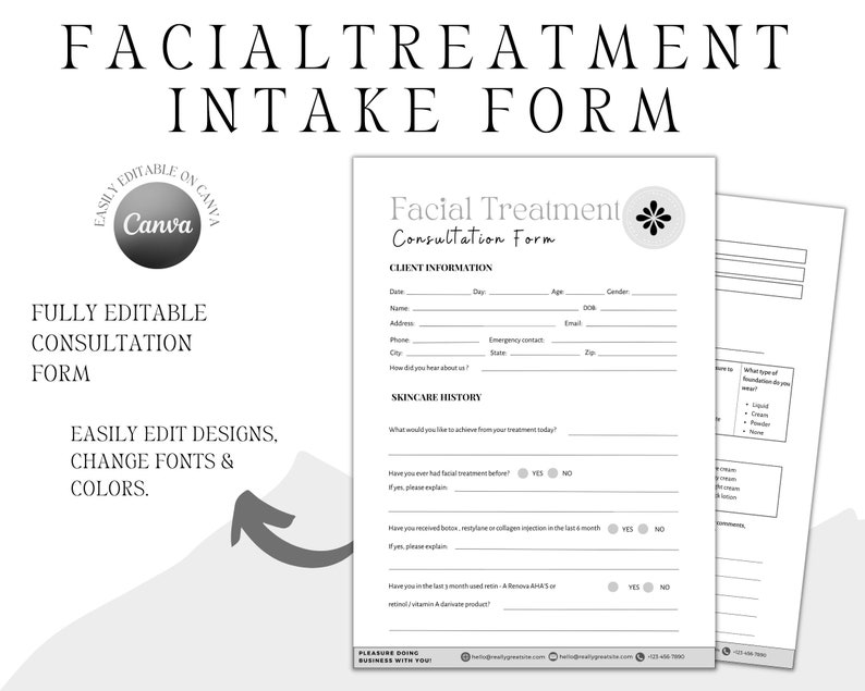 Editable Facial Treatment Forms Bundle, Esthetician Forms, Facial ...