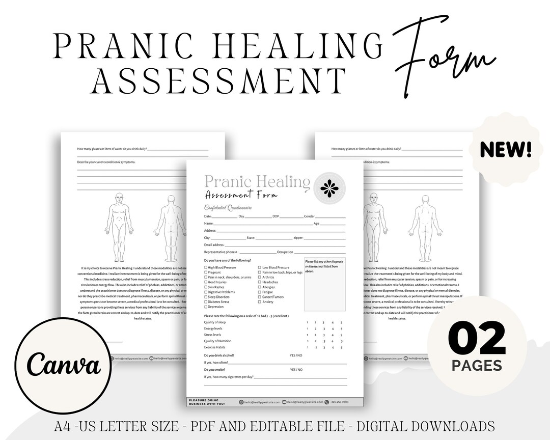 Editable Pranic Healing Assessment Form, Esthetician Forms, Esthetician ...
