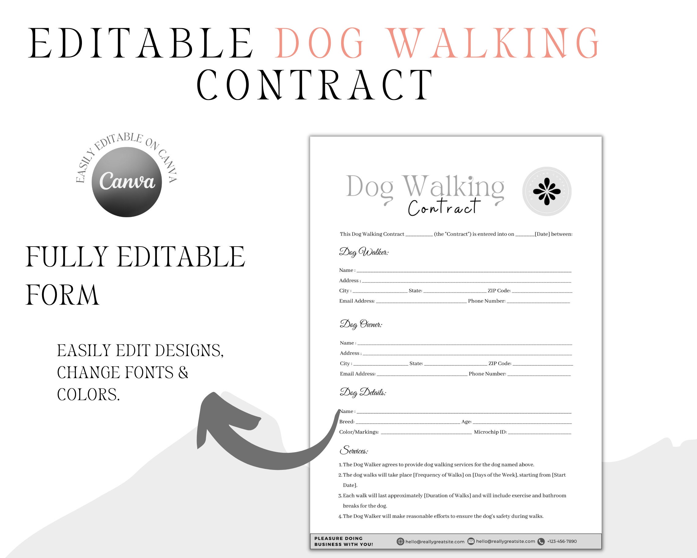 Dog Walking Service Agreement, Dog Walking Start-up Forms, Dog Walking ...