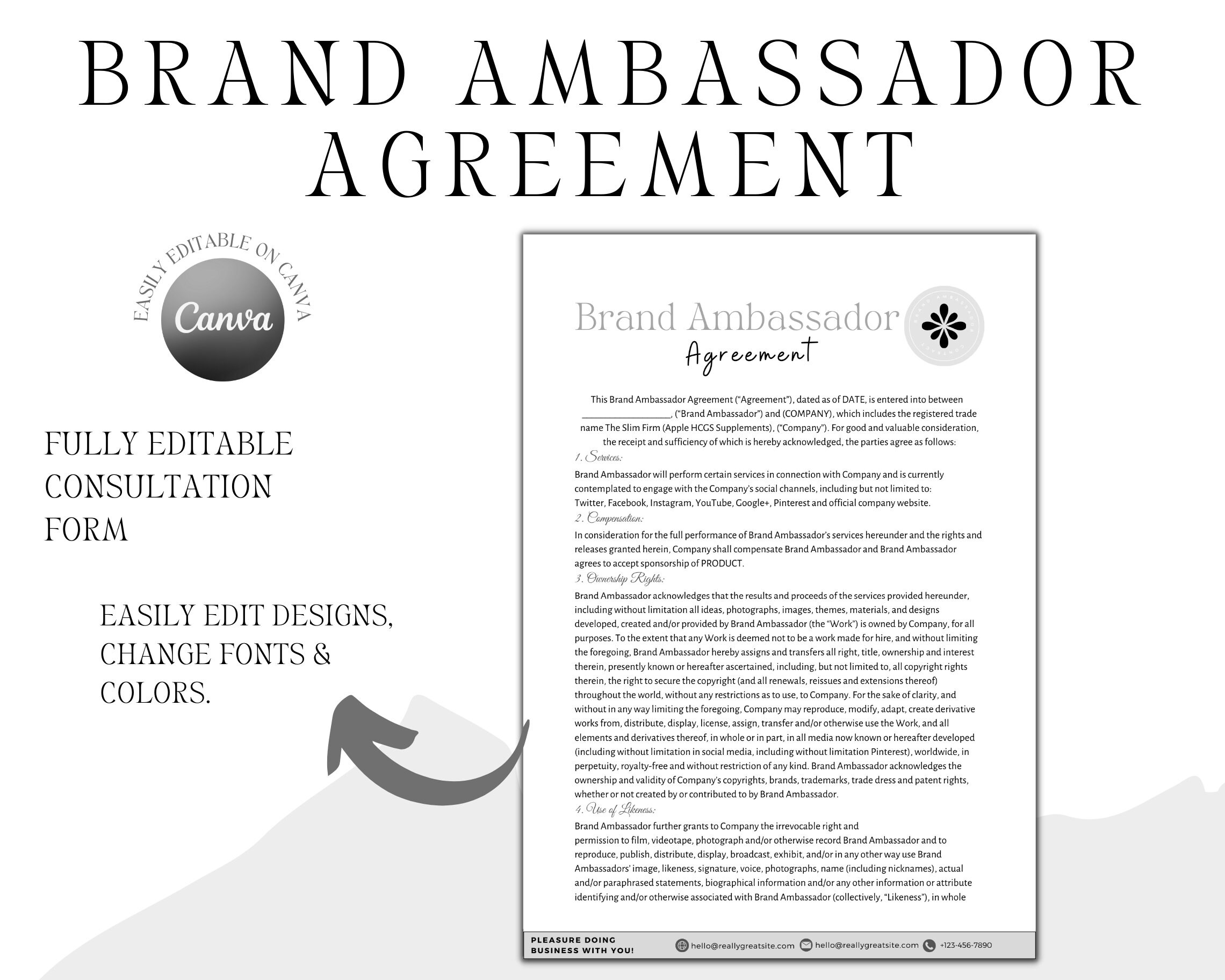 Brand Ambassador Contract 4 Pages, Brand Ambassador Agreement ...