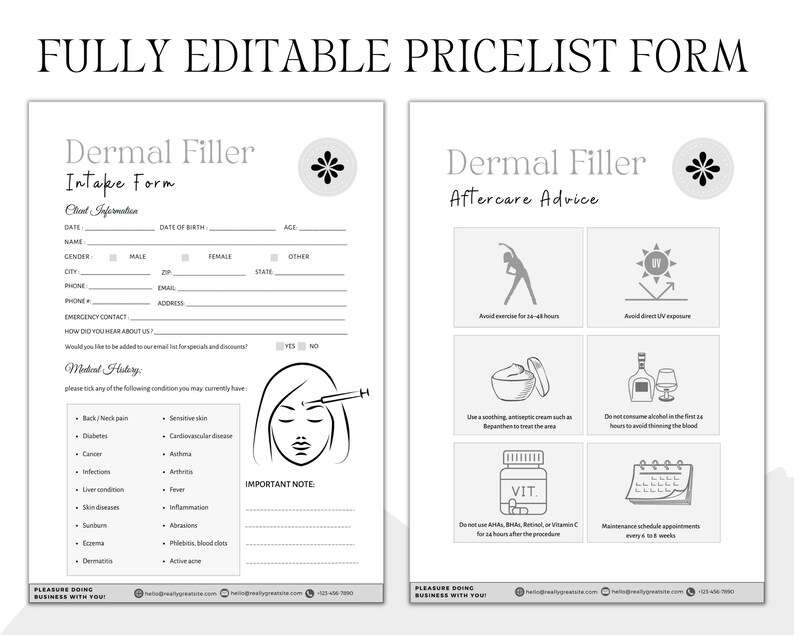 Editable Dermal Filler Consultation Forms, Botox Consent (canva ...