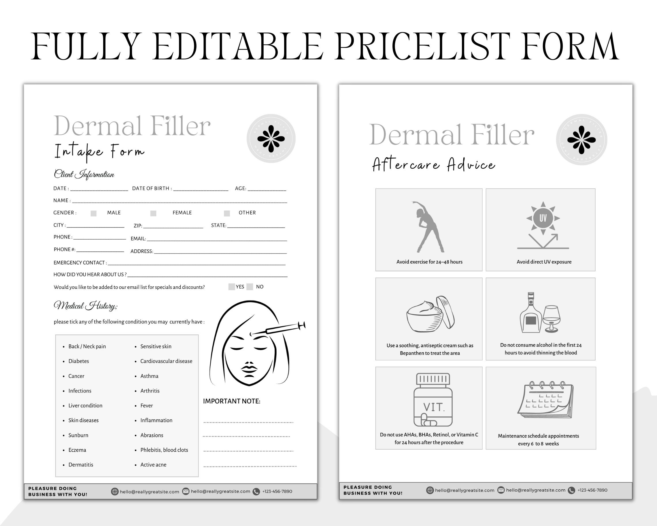 Editable Dermal Filler Consultation Form, Dermal Filler Consent Form ...