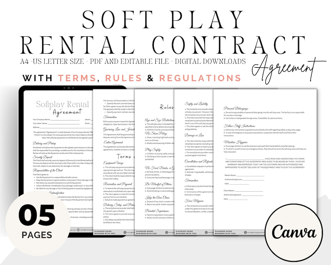 Editable Soft Play Rental Contract Agreement Template, Soft Play ...