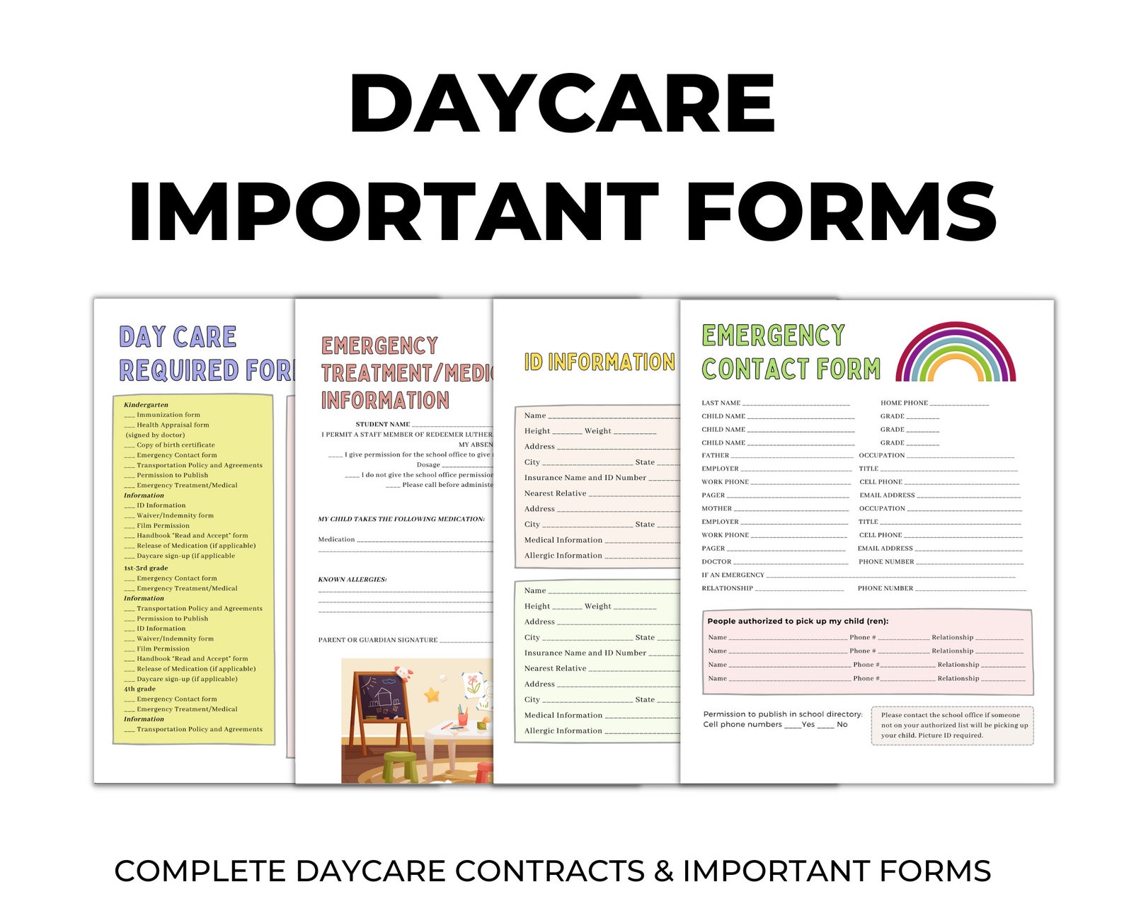 Editable Daycare Contract Forms 51 Pages, Daycare Starter Kit ...