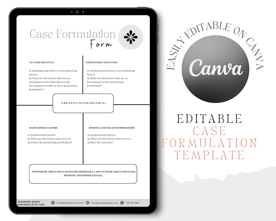 Case Formulation Template, 5 P's of Case Formulation Worksheets, Client ...