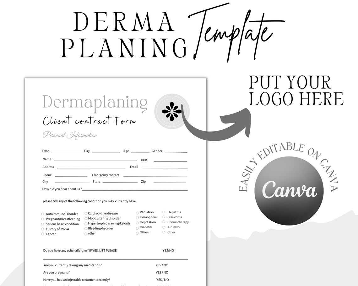 Professional Dermaplaning Form, Dermaplaning Consent, Dermaplaning ...