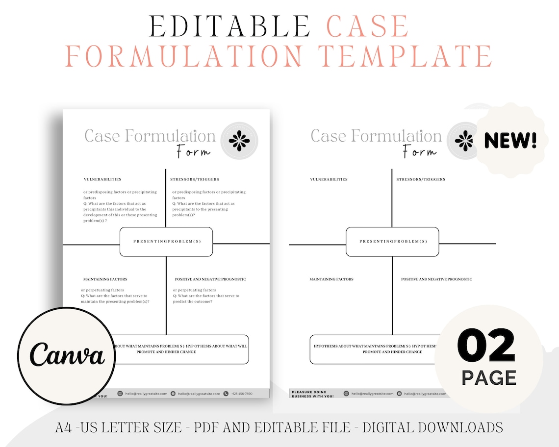 Case Formulation Template, 5 P's of Case Formulation Worksheets, Client ...