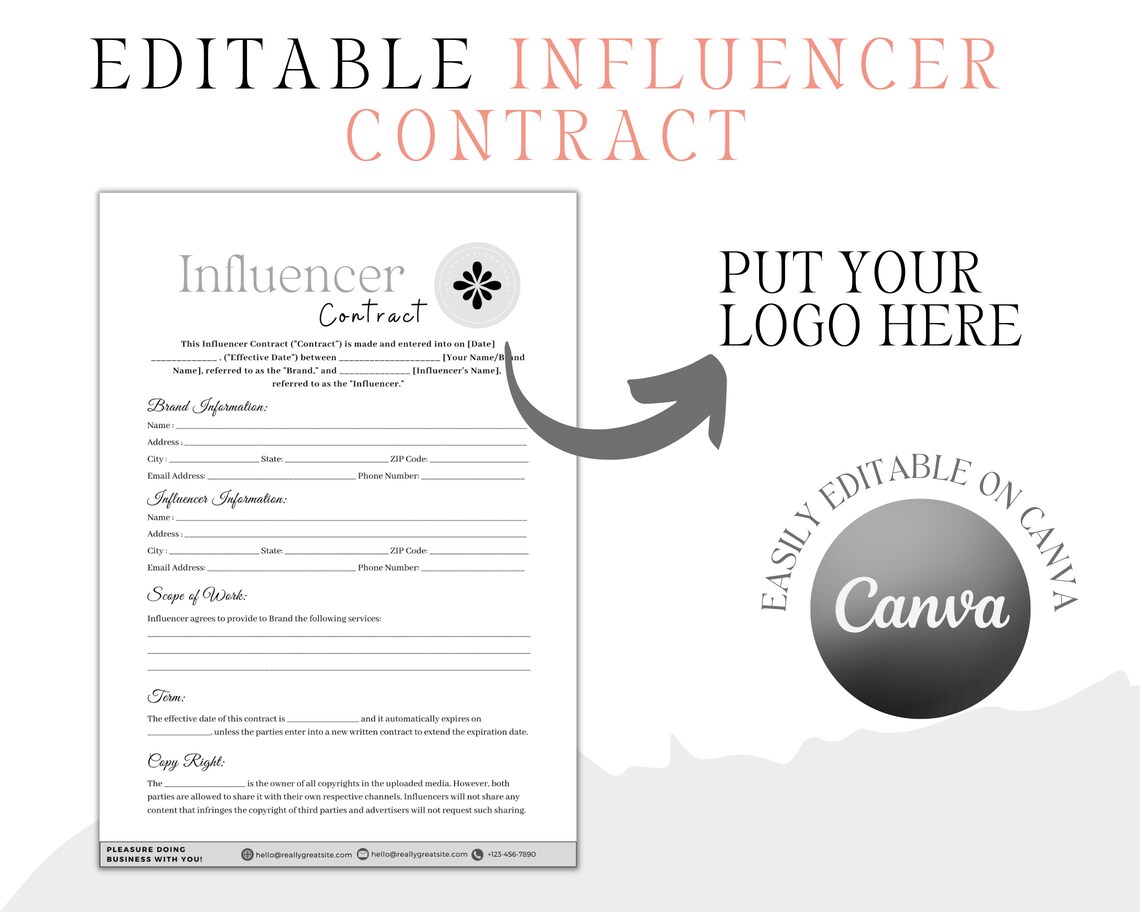 Influencer Agreement Influencer Contract Template Influencer Contract ...