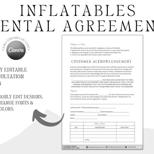 Editable Inflatable Rental Agreement, Bounce House Agreement, Rental ...