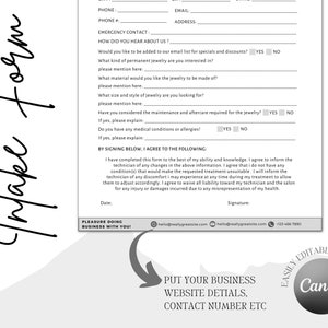 Permanent Jewelry Forms, Permanent Jewelry Consent Form, Permanent ...