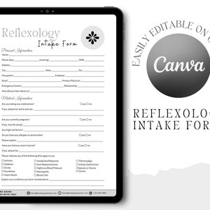 Editable Reflexology Intake Form, Massage Consultation Form, Spa Forms ...