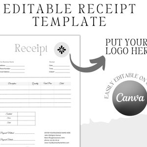 Editable Receipt Template, Small Business Printable & Customizable ...