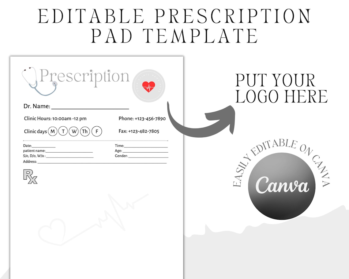 Editable Prescription Pad Template, Medical Prescription, Prescription ...