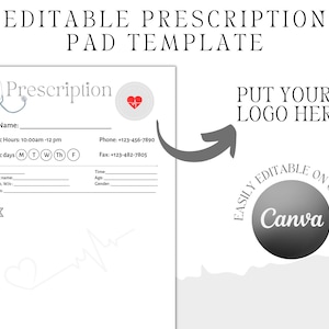 Editable Doctor Prescription Pad Template, Medical Design (canva, PDF ...