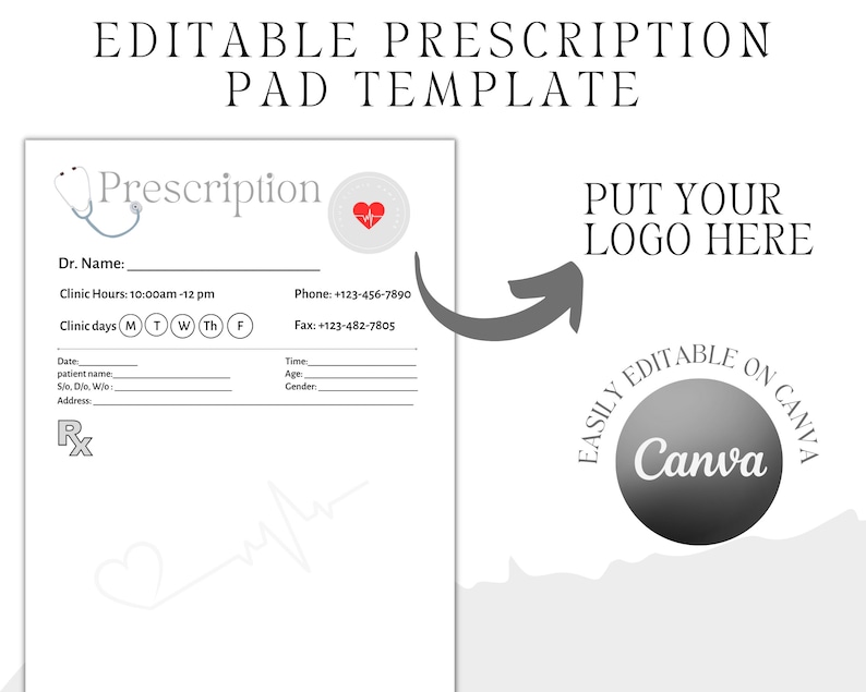 Editable Prescription Pad Template, Medical Prescription, Prescription ...