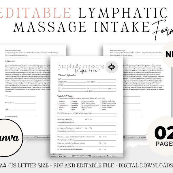 Lymphatic Massage Consent Forms - Etsy UK