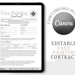 Editable Face Painting Contract Template (CANVA & PDF) - Etsy