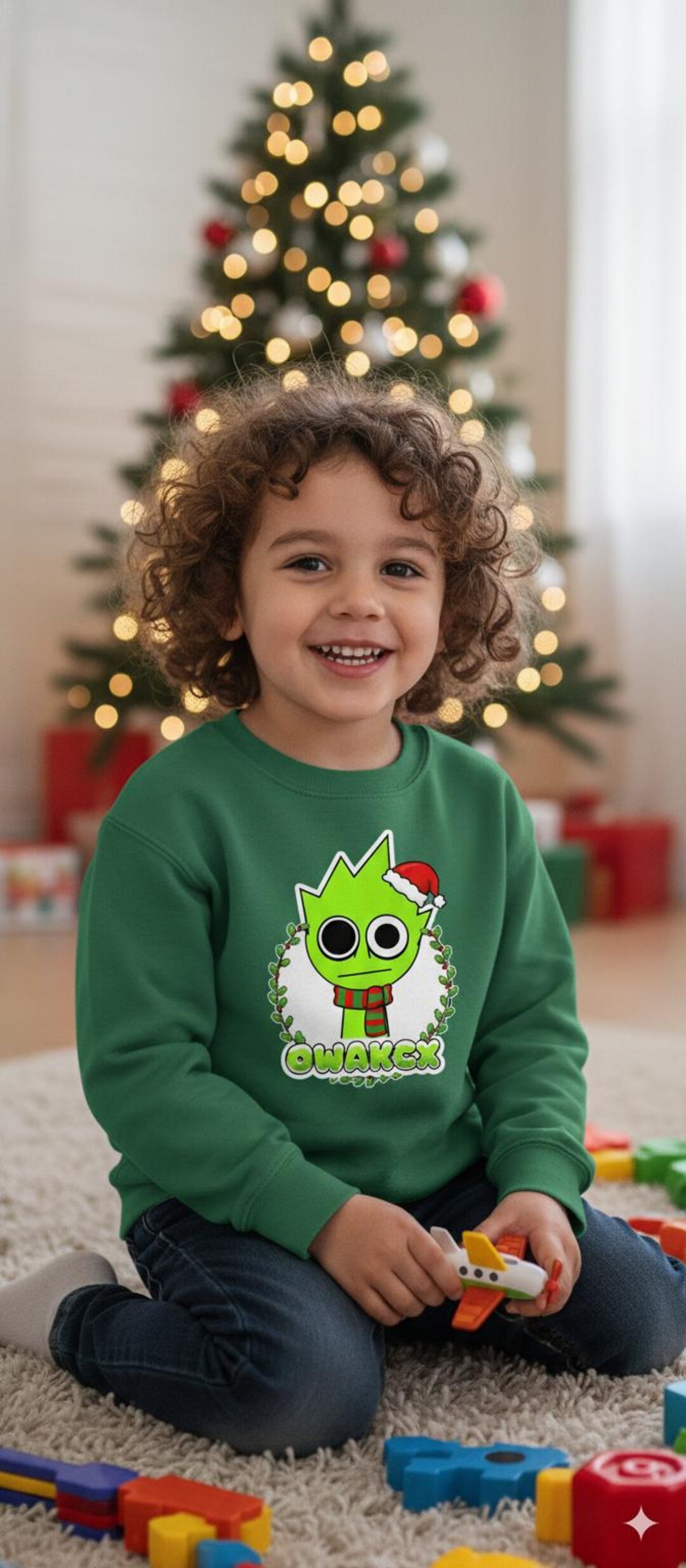 Sprunkie Christmas OWAKCX Glitch Broken Face Santa Hat Kids Digital ...