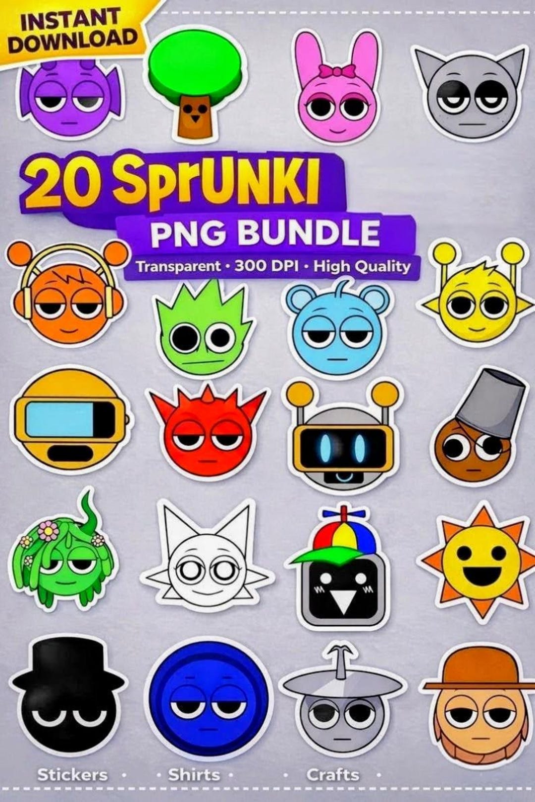 Sprunki PNG Clipart Bundle | Instant Digital Download | Transparent ...