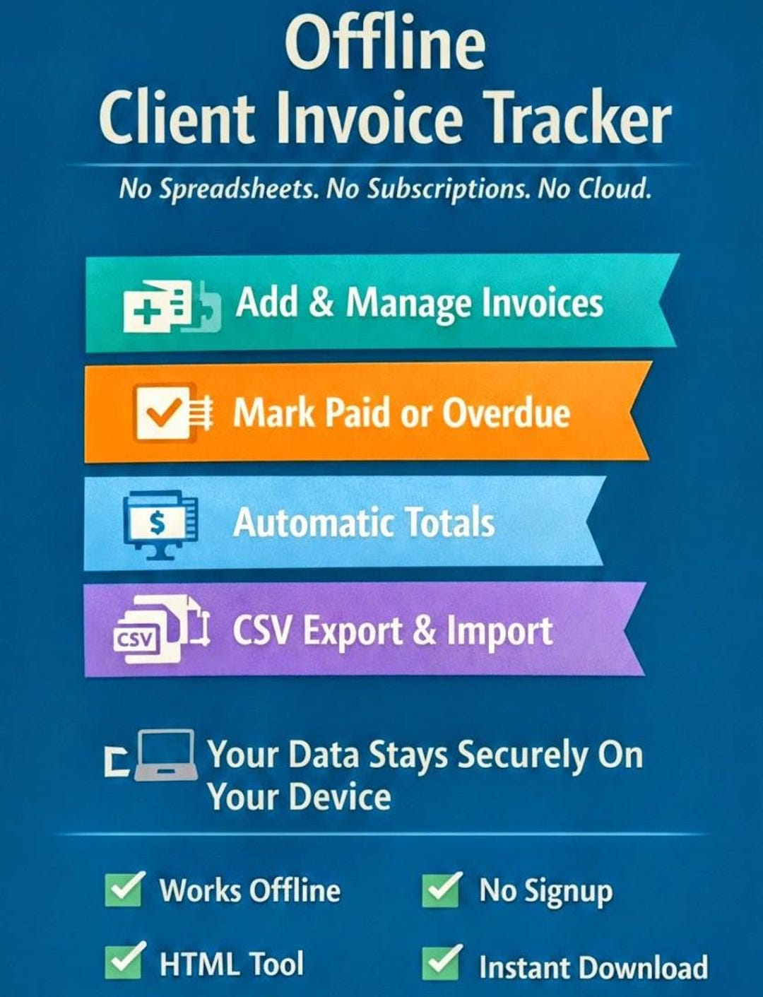 Offline Invoice Tracker | HTML Tool for Freelancers (digital Download ...