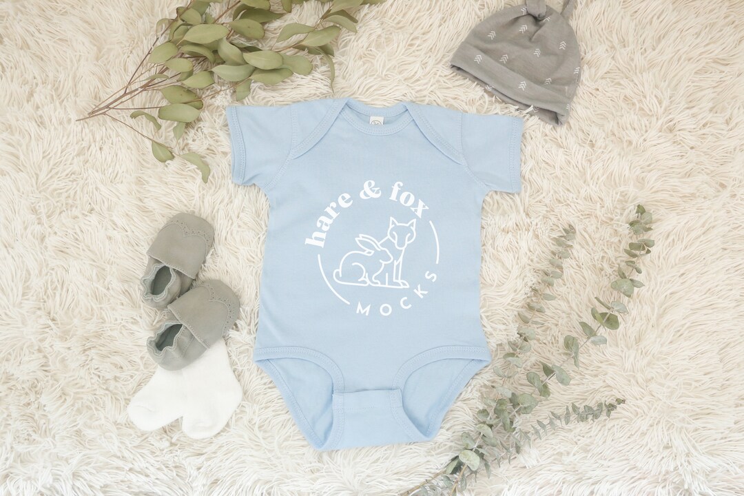 Light Blue Rabbit Skins Mockup Onesie 4424 Rabbit Skins Boho - Etsy