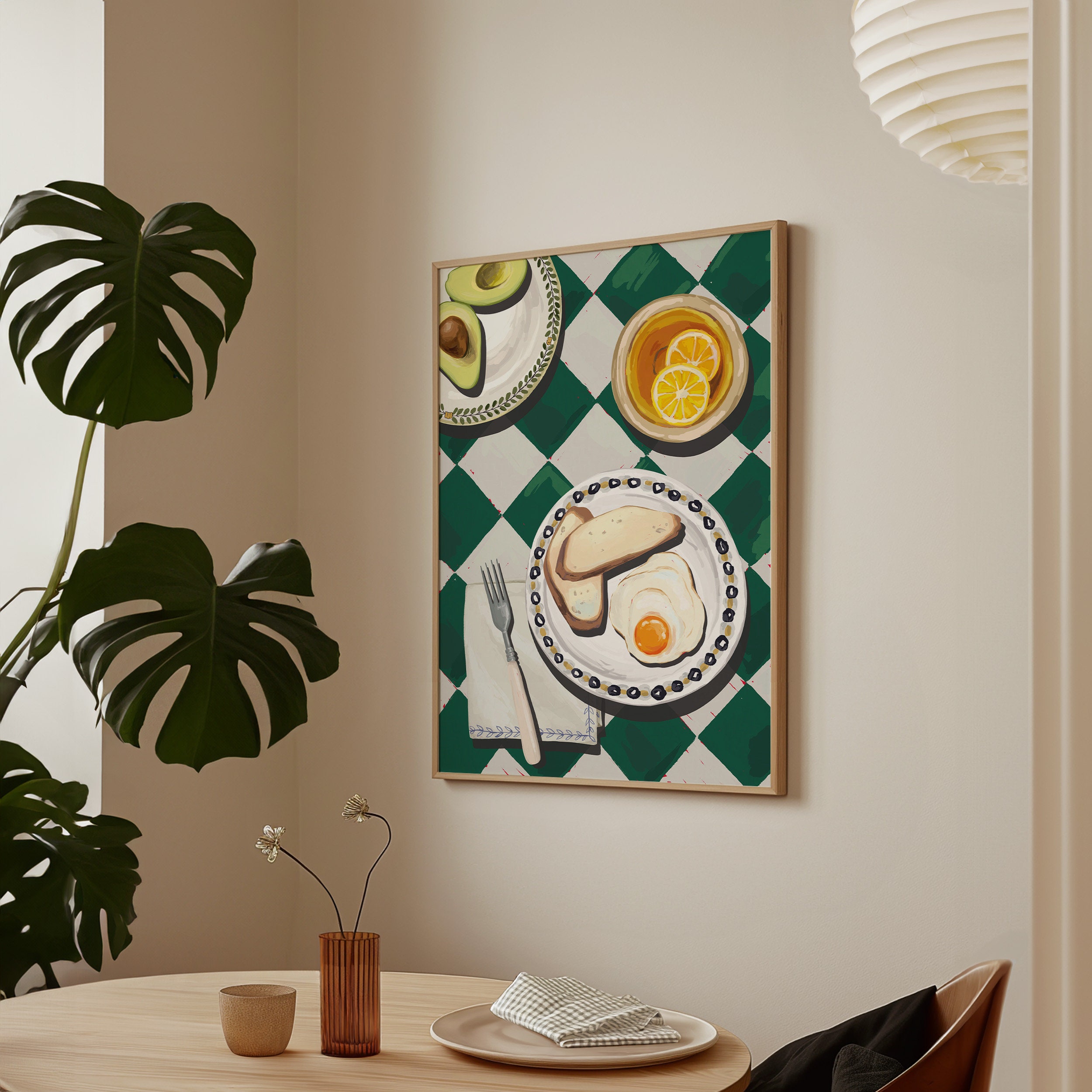 Abstract Brunch Print Food Art Print Bistro Coffee Poster Decor ...