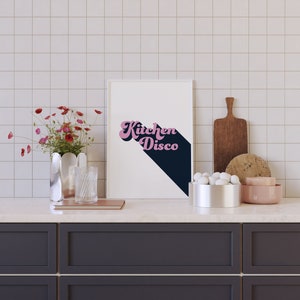 Kitchen Disco Printable Poster Fun Kitchen Wall Art Foodie Gift ...