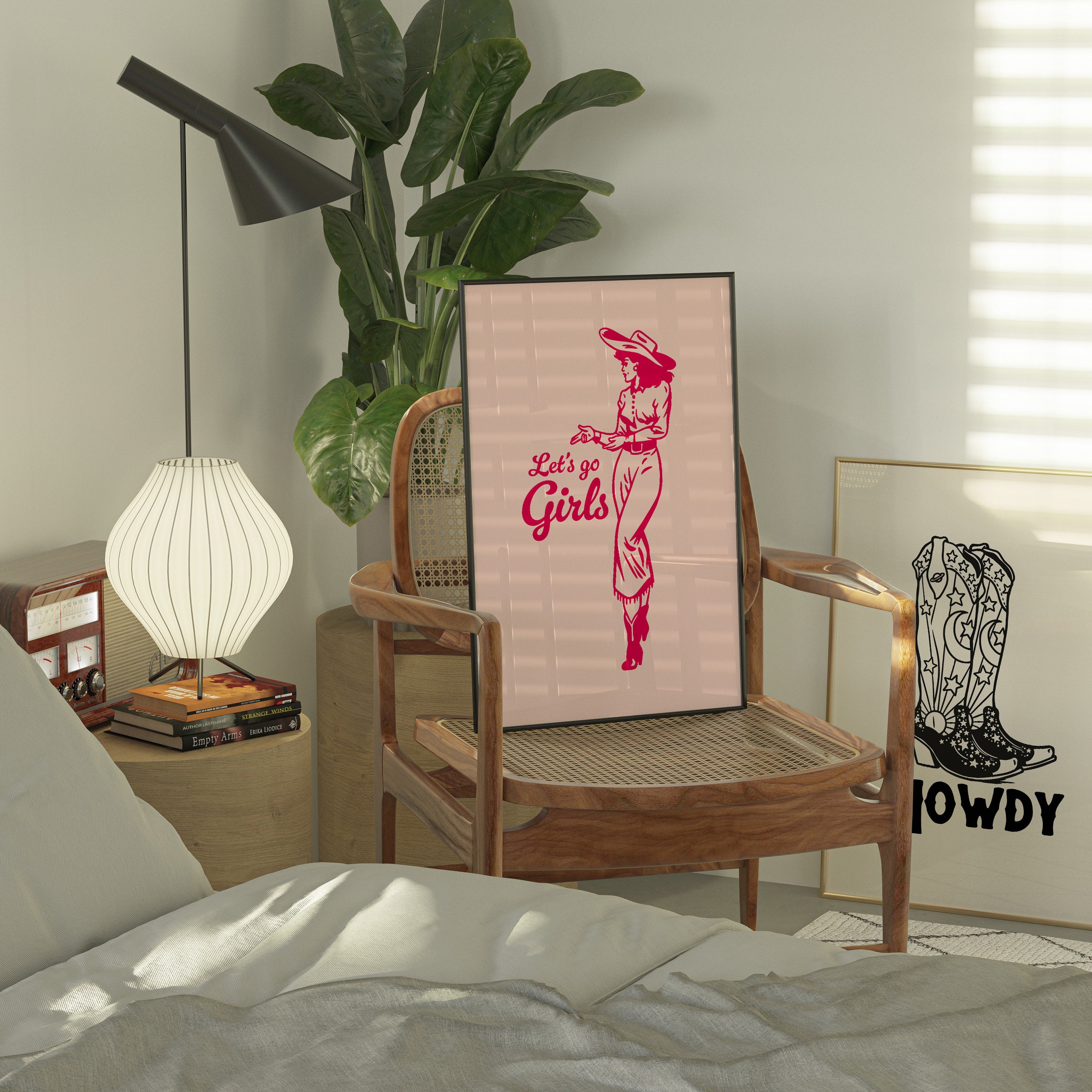 Lets Go Girls Pink Retro Cowgirl Print Western Wall Art Trendy Decor - Etsy