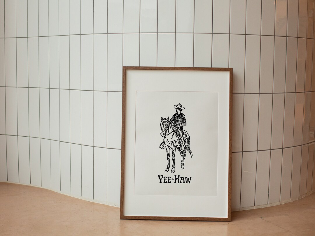 Yee Haw Cowboy Printable Poster Retro Western Wall Art Trendy Apartment ...