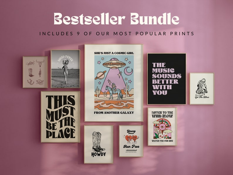 Retro Gallery Wall Set Printable Posters Bestseller Bundle - Etsy