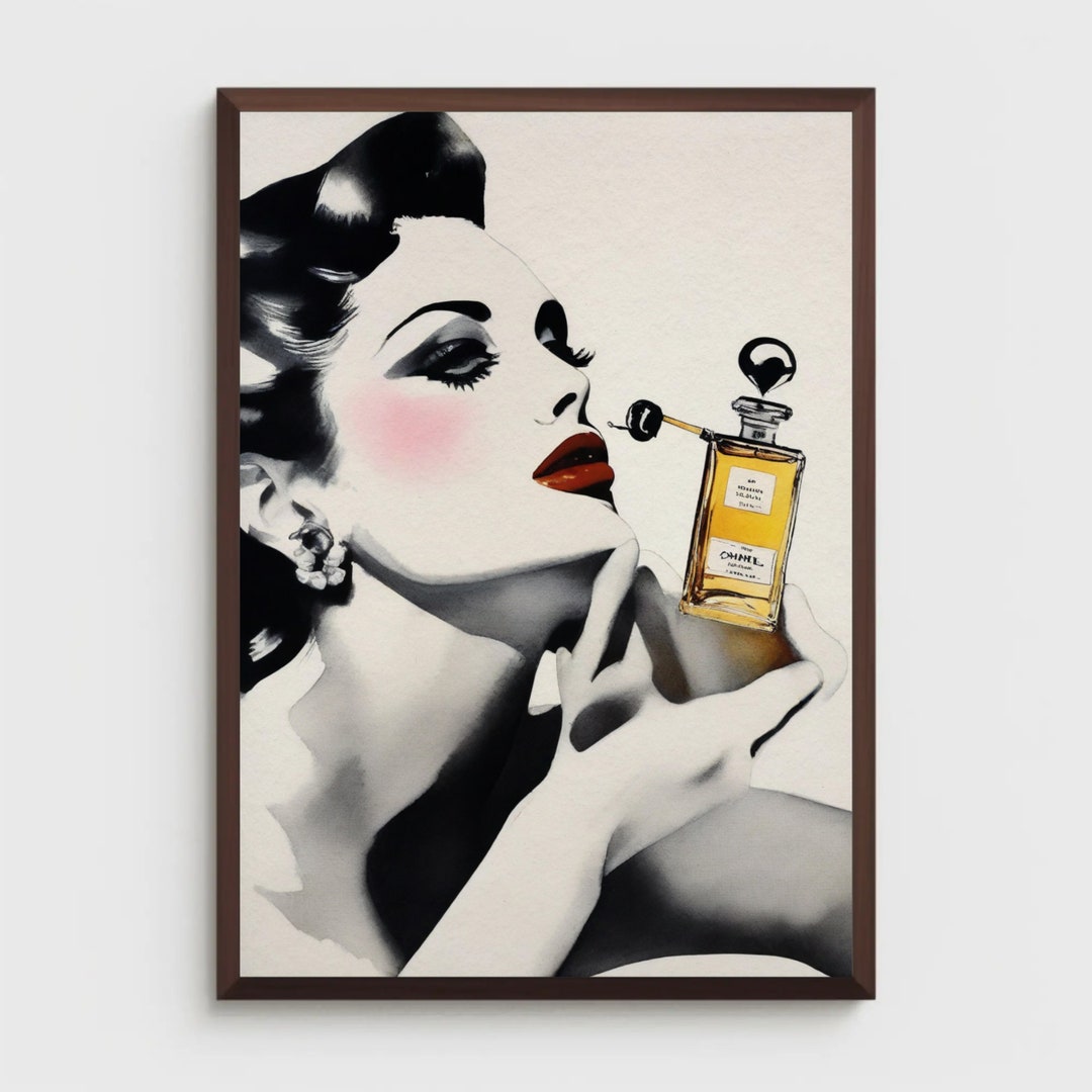 Vintage Perfume Poster | Chic Chanel Inspired Wall Art | Glamorous ...