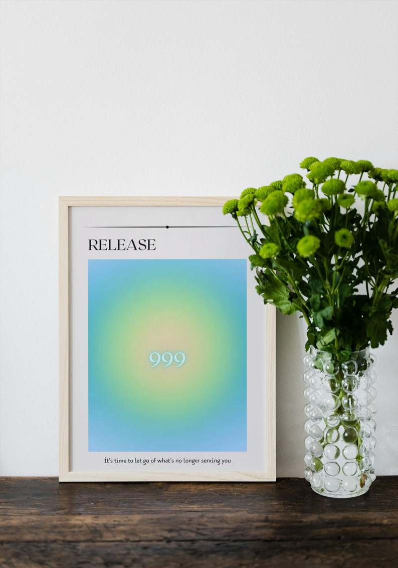 ANGEL NUMBER Poster 999 Printable Wall Art, Spiritual Wall Art Print ...