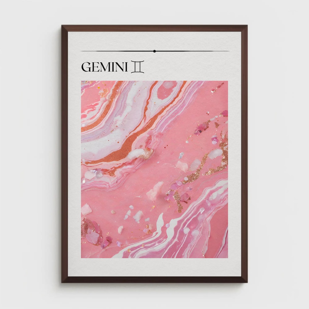 Digital Wall Art for Gemini Zodiac With Pink Quartz Pattern,astrology ...