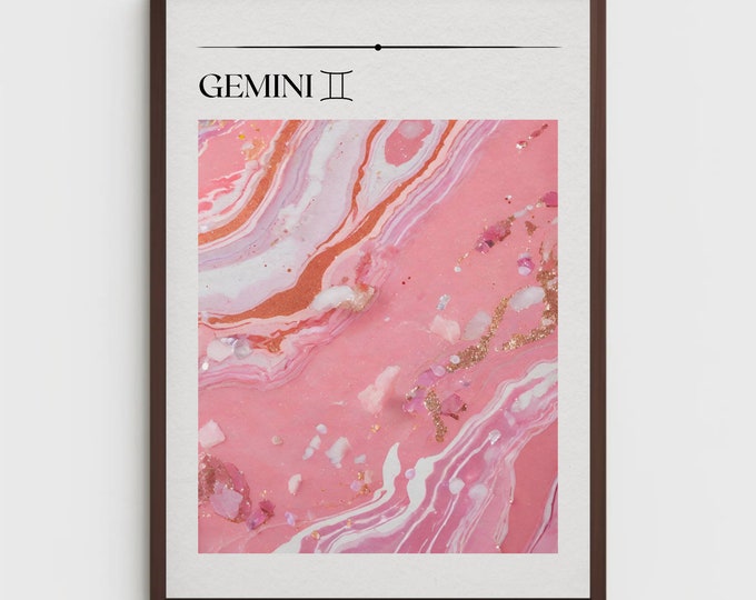 Gemini Poster, Horoscope Print, Astrological Wall Art, Illustration ...