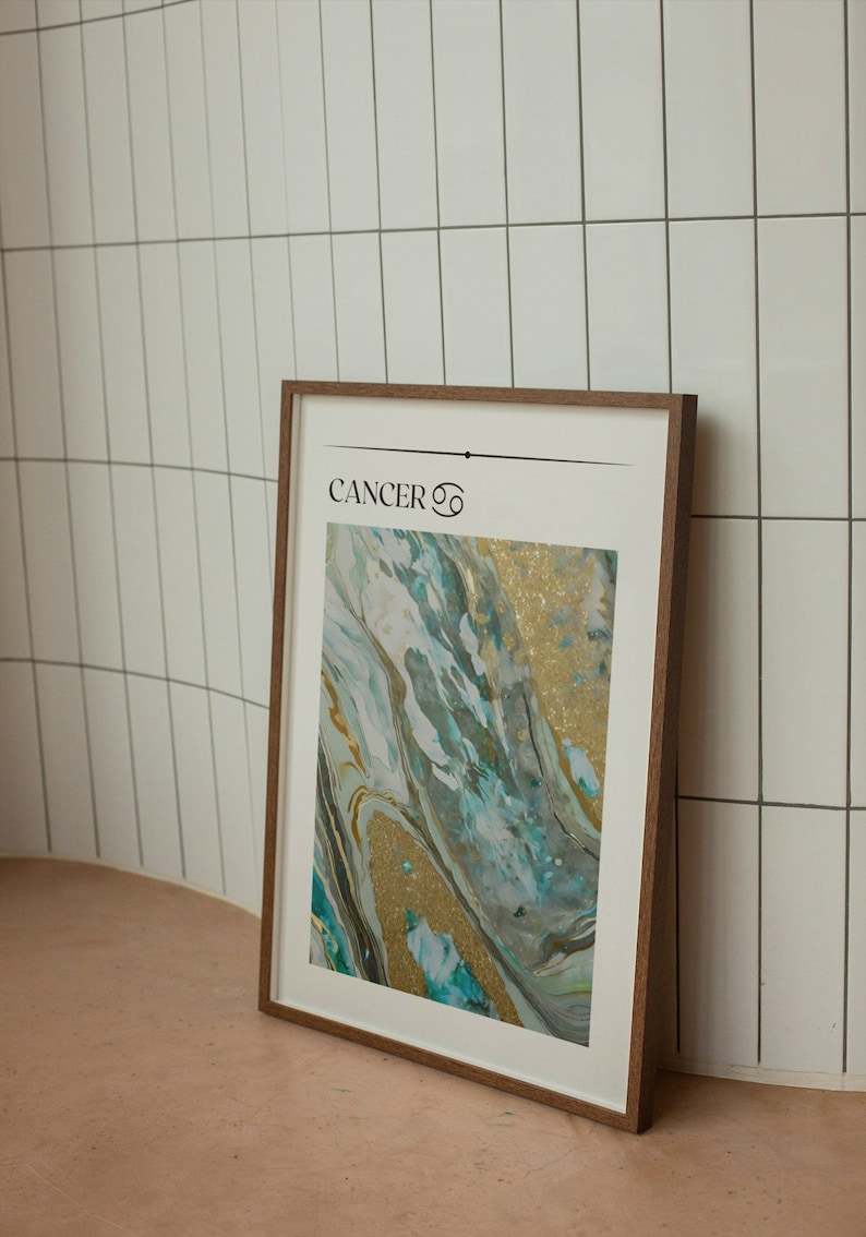 Printable Digital Wall Art for Cancer Zodiac With Labradorite Gemstone ...