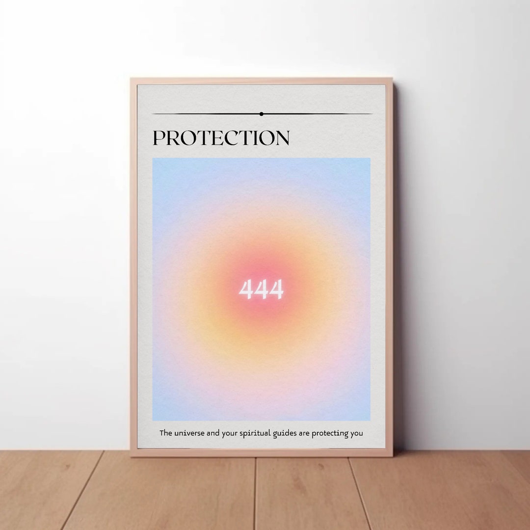 Angel Number 444 Poster: Blue Gradient Spiritual Wall Art (instant ...