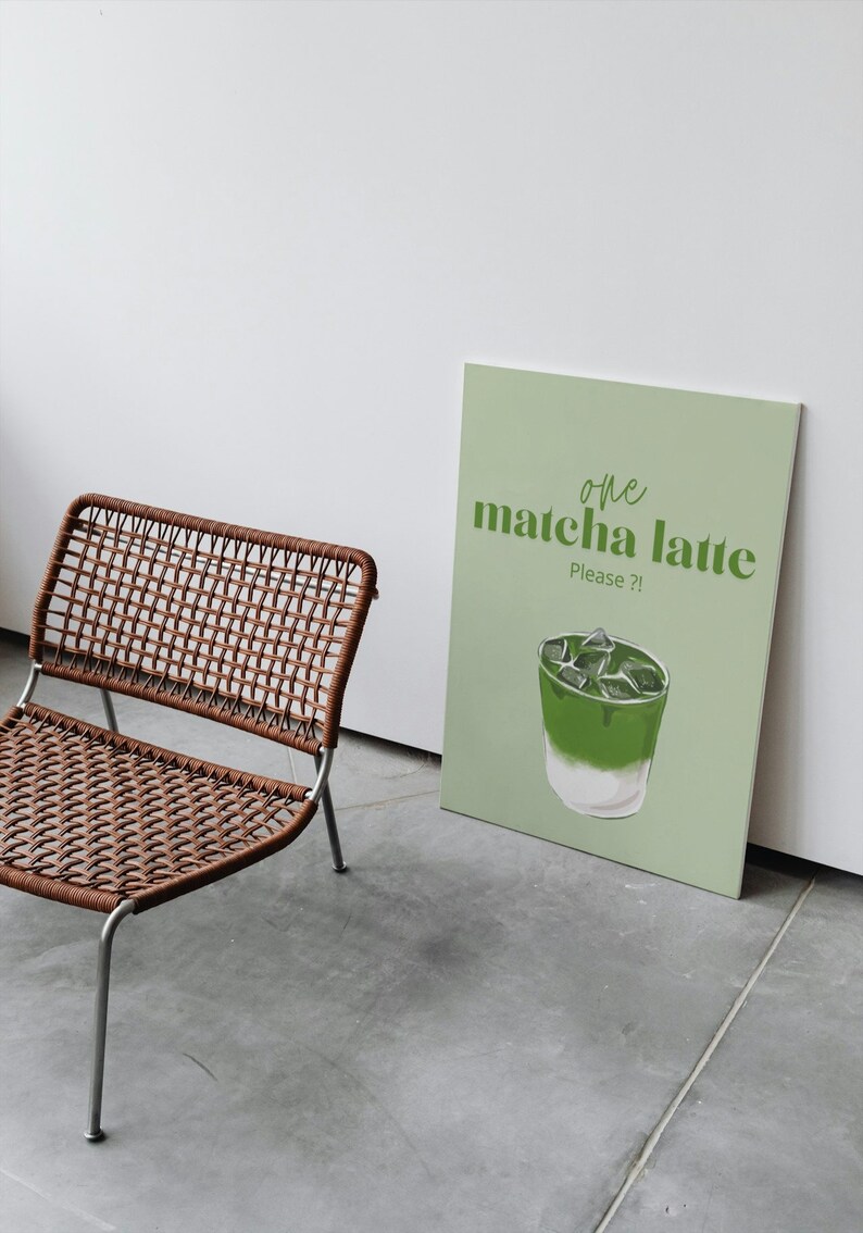 Matcha Latte Poster, Art Kitchen Print ,matcha Latte Print Cute Kitchen ...