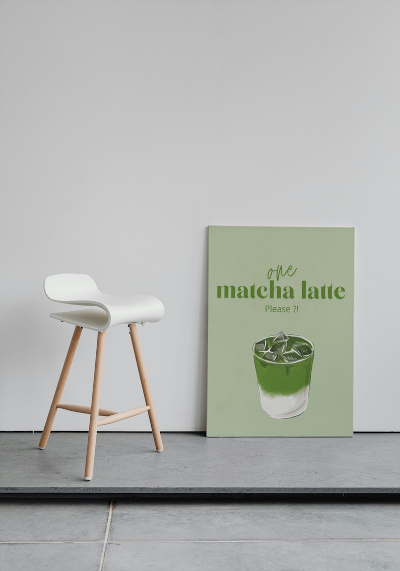 Matcha Latte Poster, Art Kitchen Print ,matcha Latte Print Cute Kitchen ...