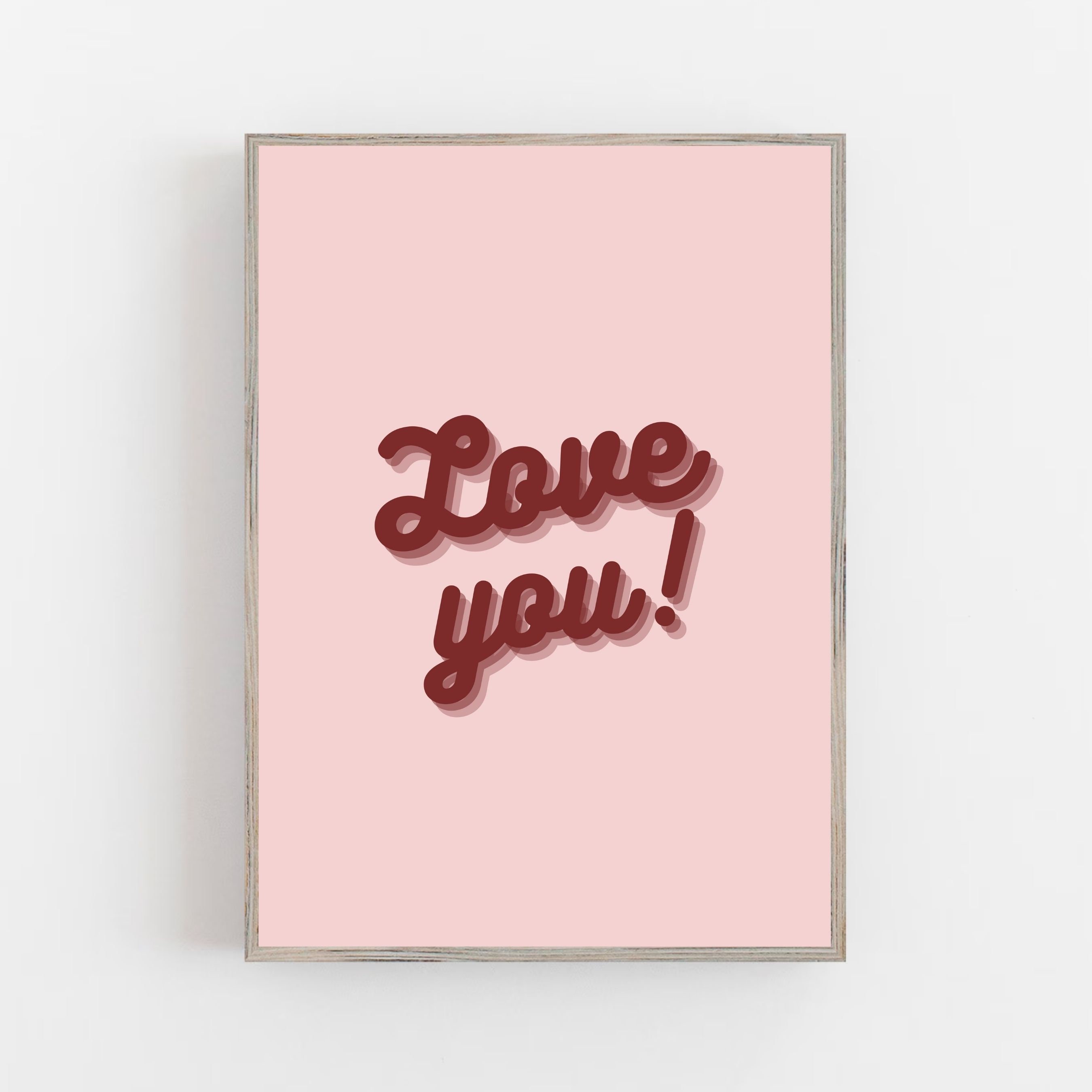 Pink Red love You Digital Printable Wall Art,i Love You Wall Print ...