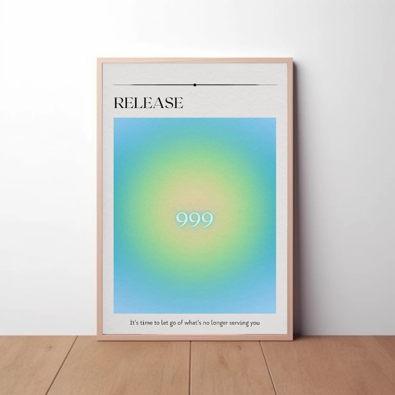 ANGEL NUMBER Poster 999 Printable Wall Art, Spiritual Wall Art Print ...